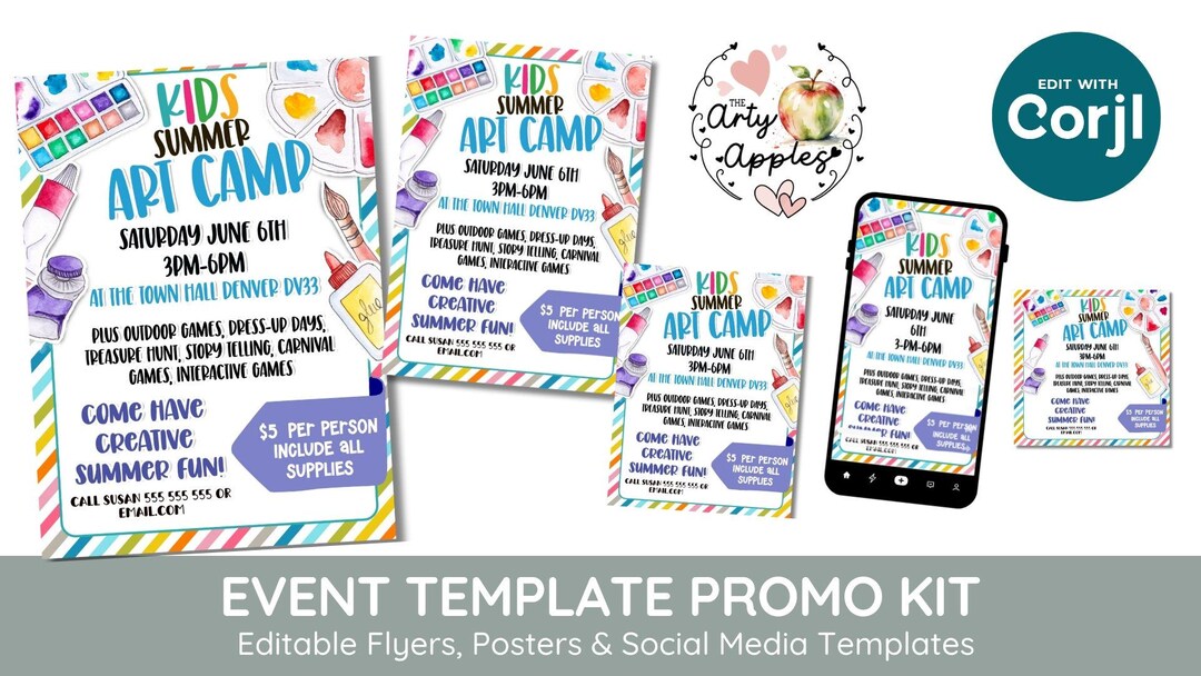 Editable Kids Summer Art Camp Flyer - Printable Teacher Invites for ...