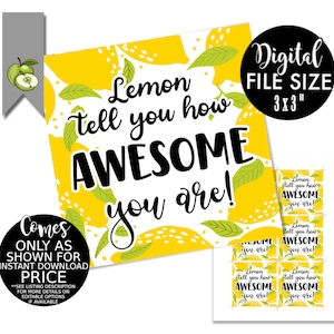 Lemon Gift Tags, Lemon Tell You How Awesome You Are Lemonade Teacher ...