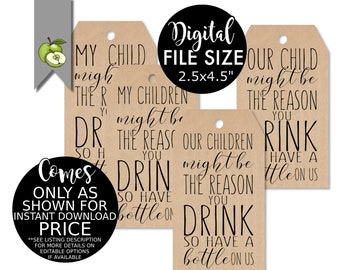 My Child is Reason You Drink Teacher Wine Gift Tags Wine | Etsy UK