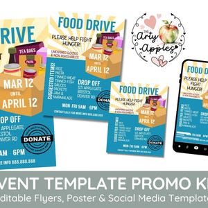 Editable FOOD Drive Flyer, School Church Collection, Food Bank, Feed ...