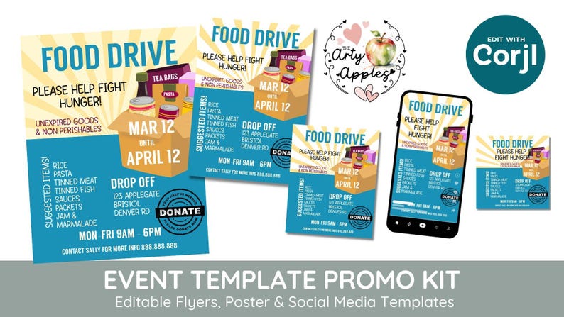 Editable FOOD Drive Flyer, School Church Collection, Food Bank, Feed ...