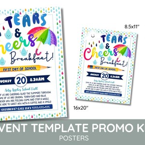 Tears and Cheers Back to School Poster, Editable Boo Hoo Breakfast ...