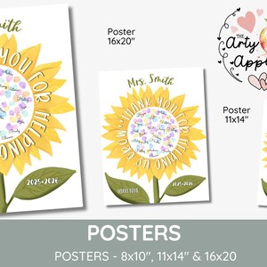 Editable Class Fingerprint Teacher Appreciation Sunflower, Custom ...