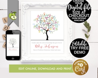 Editable Fingerprint Teacher Appreciation Art You Left | Etsy