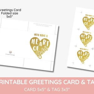 You Have a Heart of Gold Printable Gift Tag File, Volunteer, Gold ...