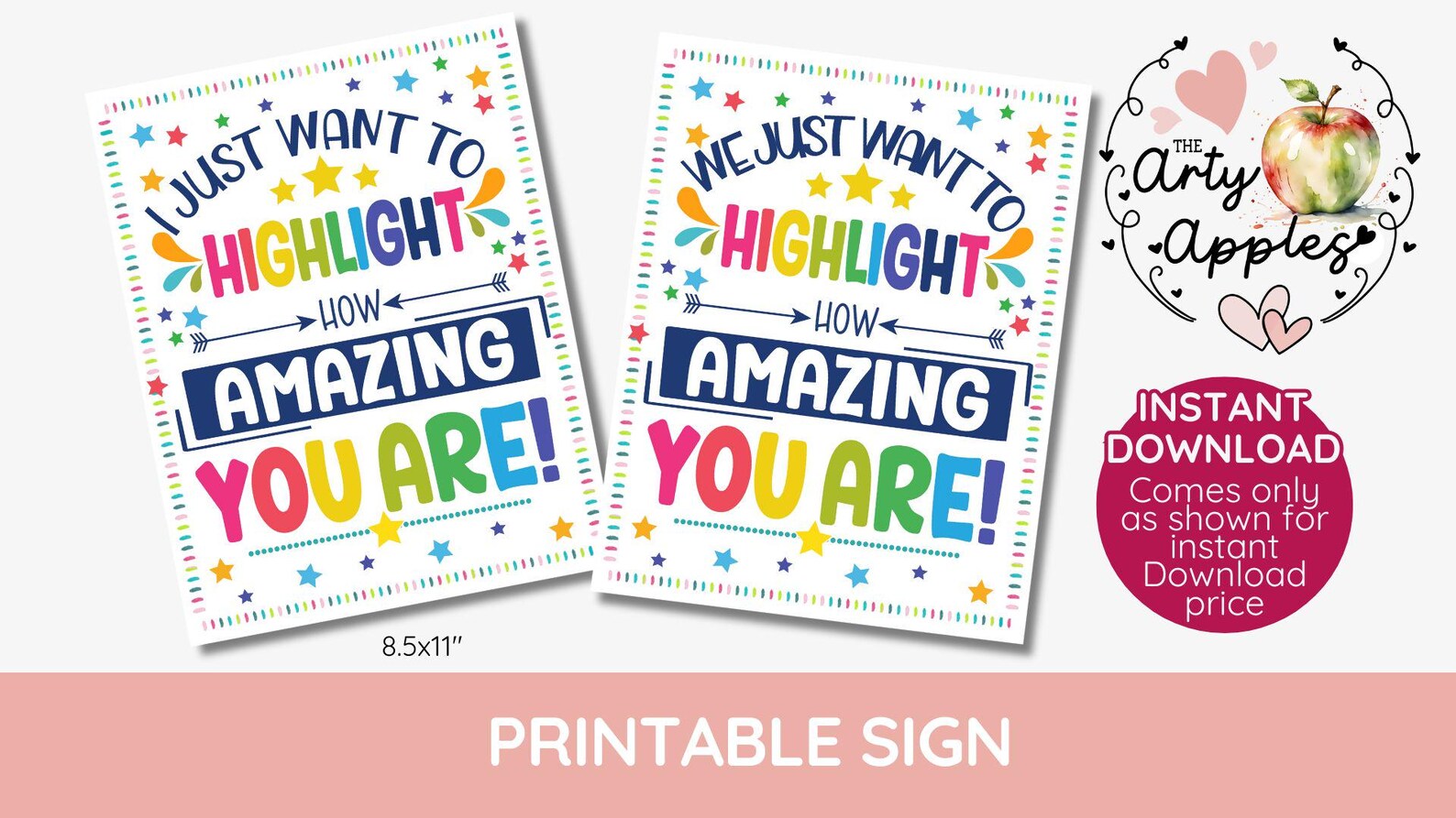 We Want to Highlight How Amazing You Are! Teacher Appreciation 8.5x11, Staff Thank You ...