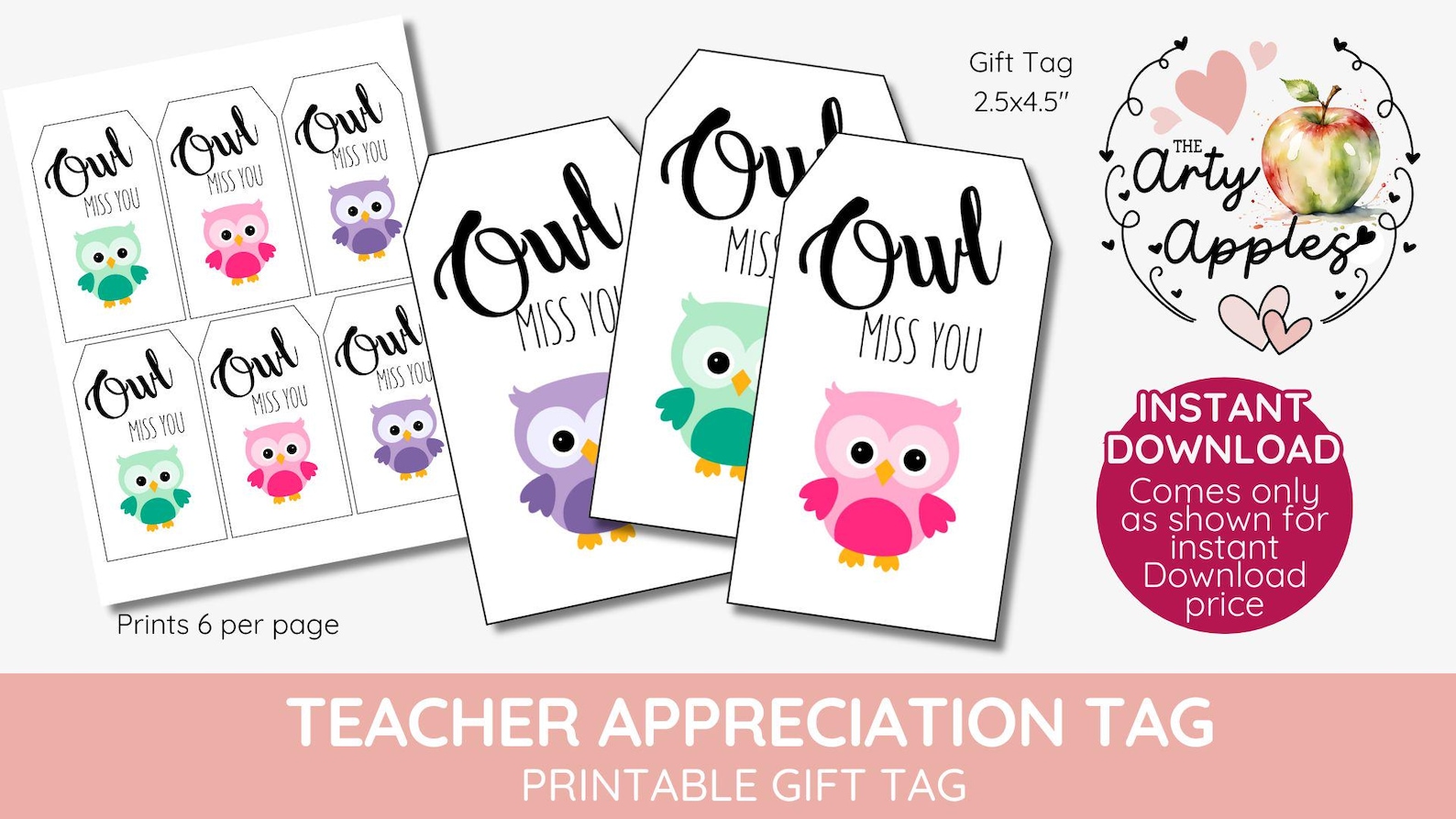 Owl Miss You Friend Owl Gift Tag, Leaving Tag, Last Day of School, Owl ...