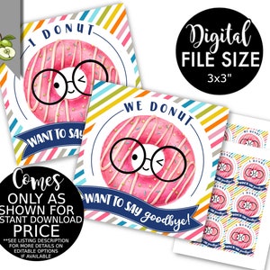 Sweet Farewell Gift Tags Donut Theme, Teacher Appreciation, Leaving ...