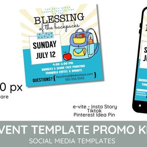 Editable Backpack Blessing Template, Church Backpack Event, Blessing ...