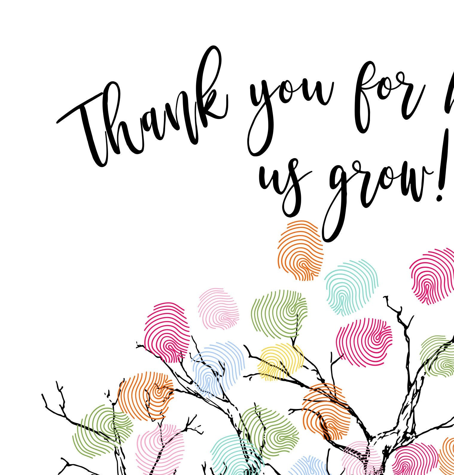 Teacher Appreciation Class Fingerprint Tree Gift Hand Drawn | Etsy