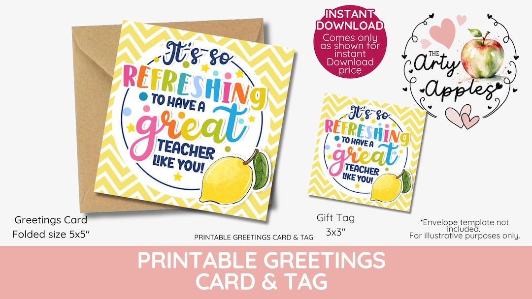 Teacher Refreshing Lemon Printable Gift Tags, PTO Back to School Gift ...