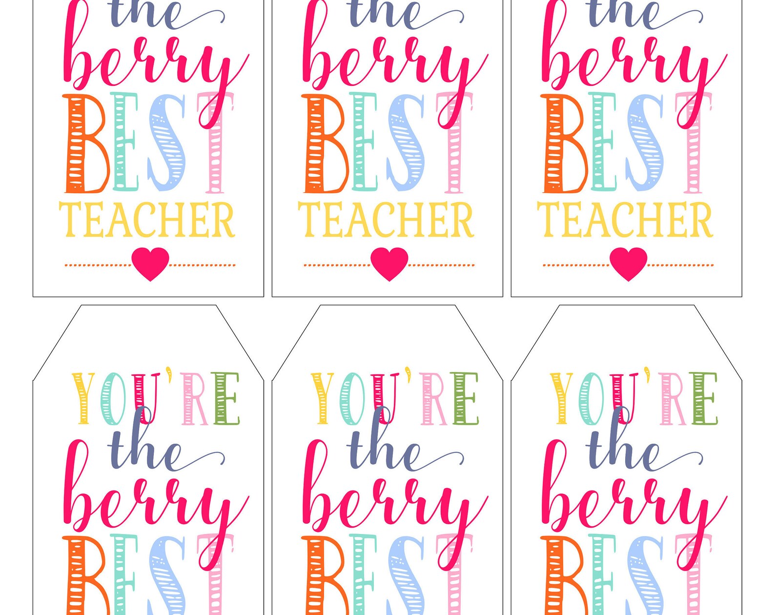You're the Berry Best Teacher Gift Tags Strawberry Gift - Etsy