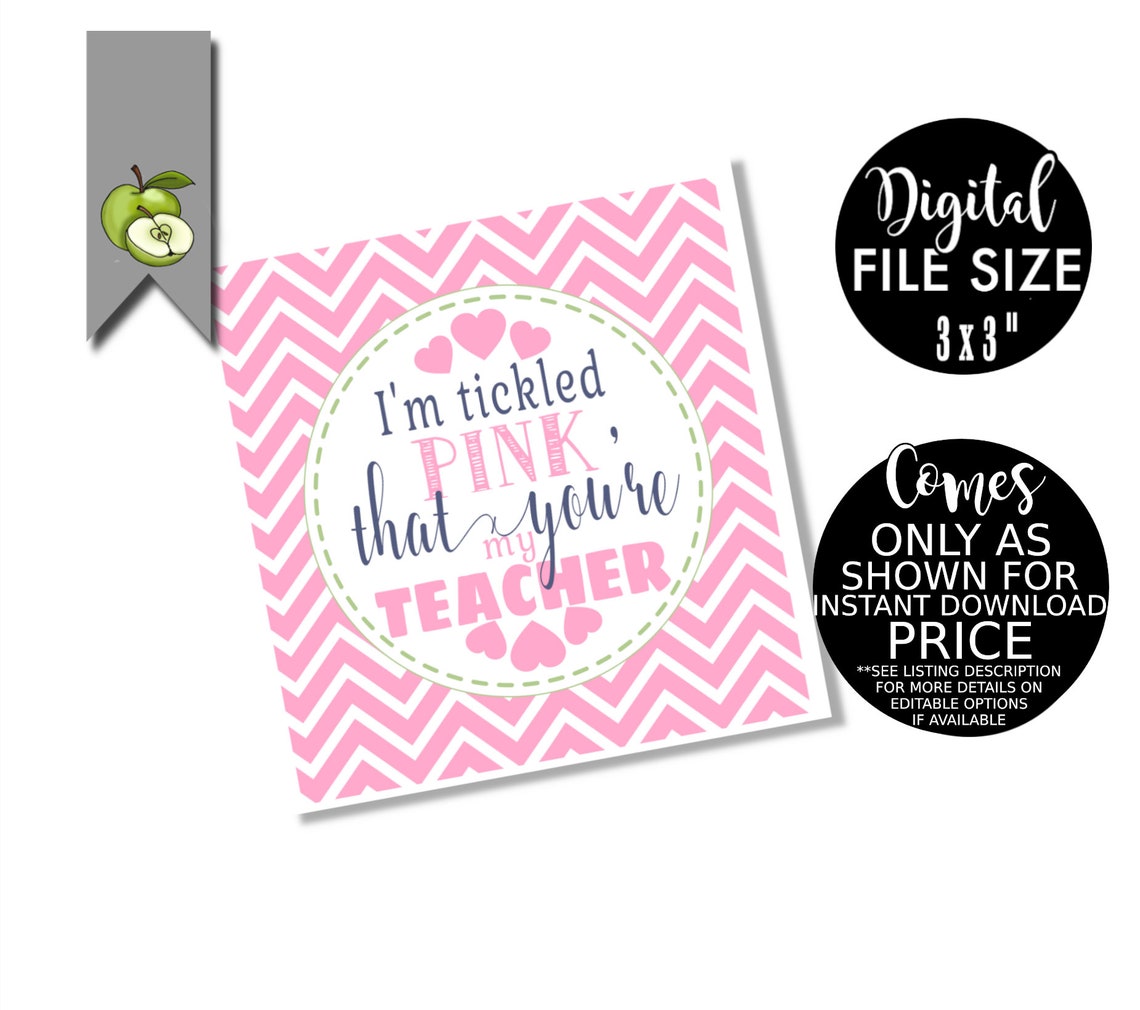 Tickled Pink Tags Teacher Gift Tags I'm Tickled Pink | Etsy