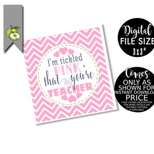 Tickled Pink Tags Teacher Gift Tags I'm Tickled Pink | Etsy