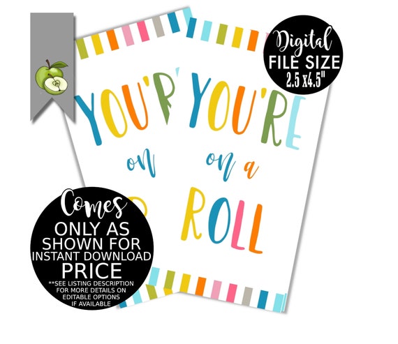 You're on a Roll Congratulation Favour Gift Tags School | Etsy