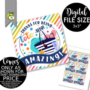 Tote Bag Printable Gift Tag, Totally Awesome, Tote-ally, Teacher ...