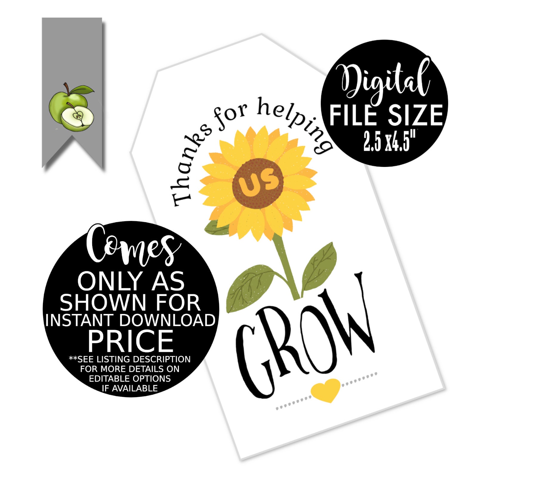 Prints Digital Prints Art & Collectibles Teacher Appreciation Sunflower ...