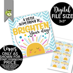 A Little Something to Brighten Your Day Printable Gift Tags, Co-worker ...