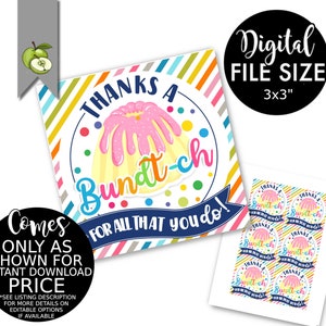 Thanks Bundt-ch for All That You Do Gift Tag, Teacher, Staff Cake ...