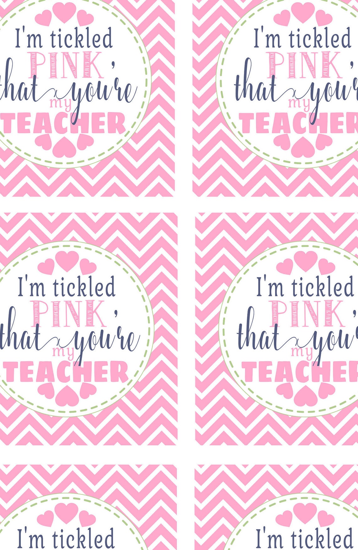 Tickled Pink Tags Teacher Gift Tags I'm Tickled Pink | Etsy