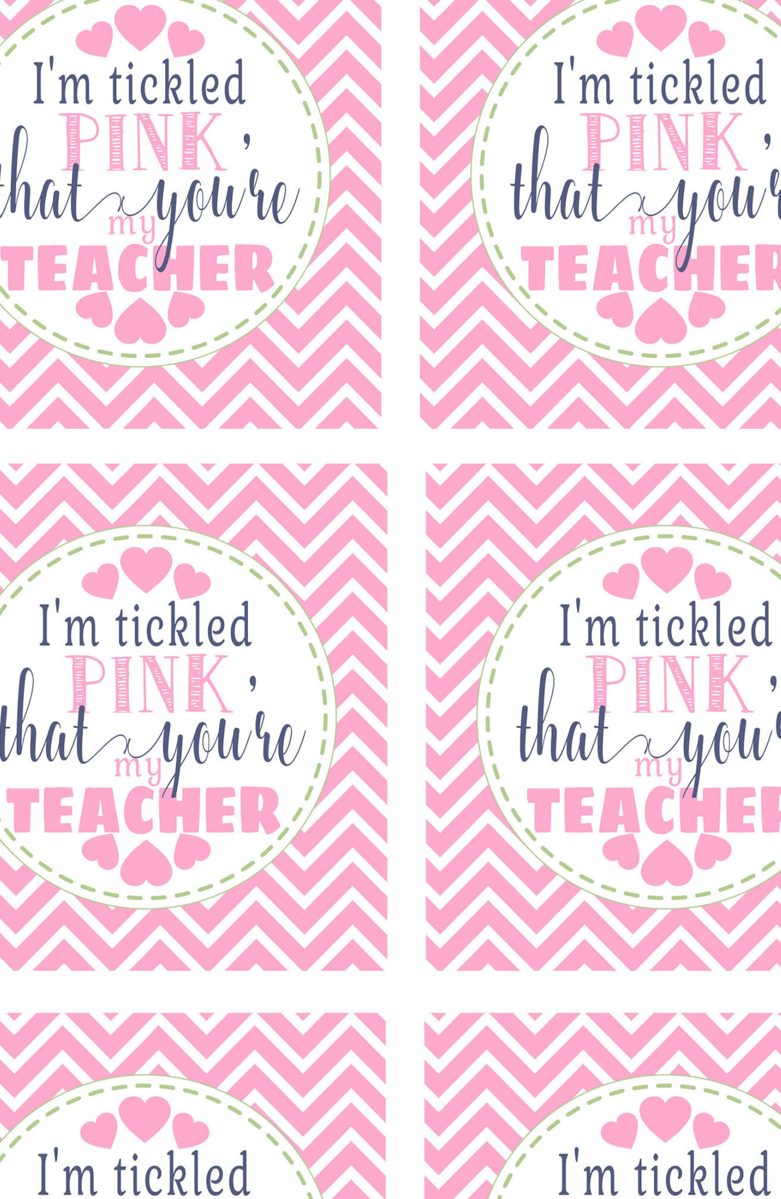 Tickled Pink Tags Teacher Gift Tags I'm Tickled Pink | Etsy