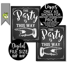 Party This Way Sign, Pointing Finger in Both Directions, Party Sign ...