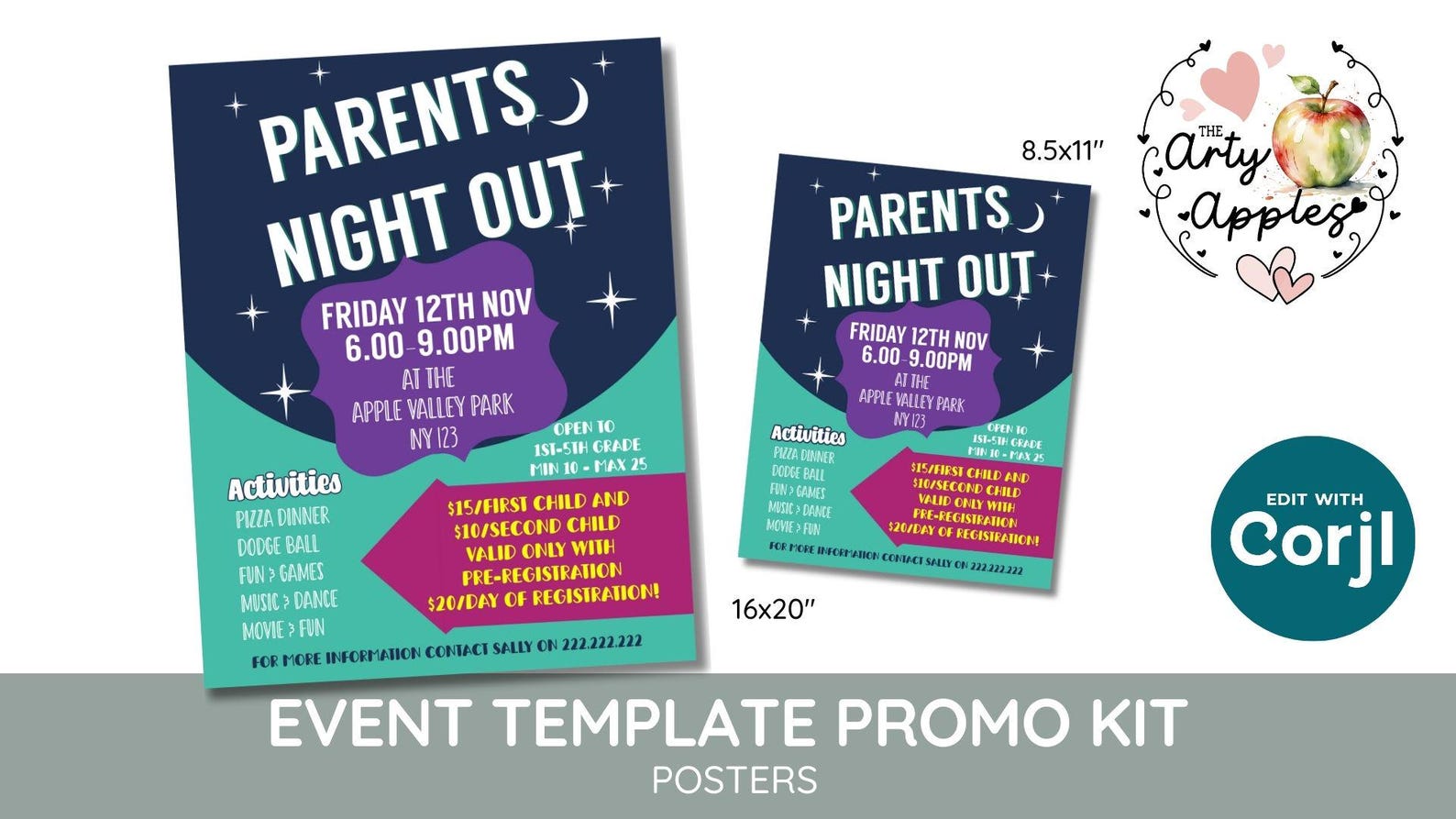Editable Parents Night Out Poster, PTO PTA Parents Evening Template ...