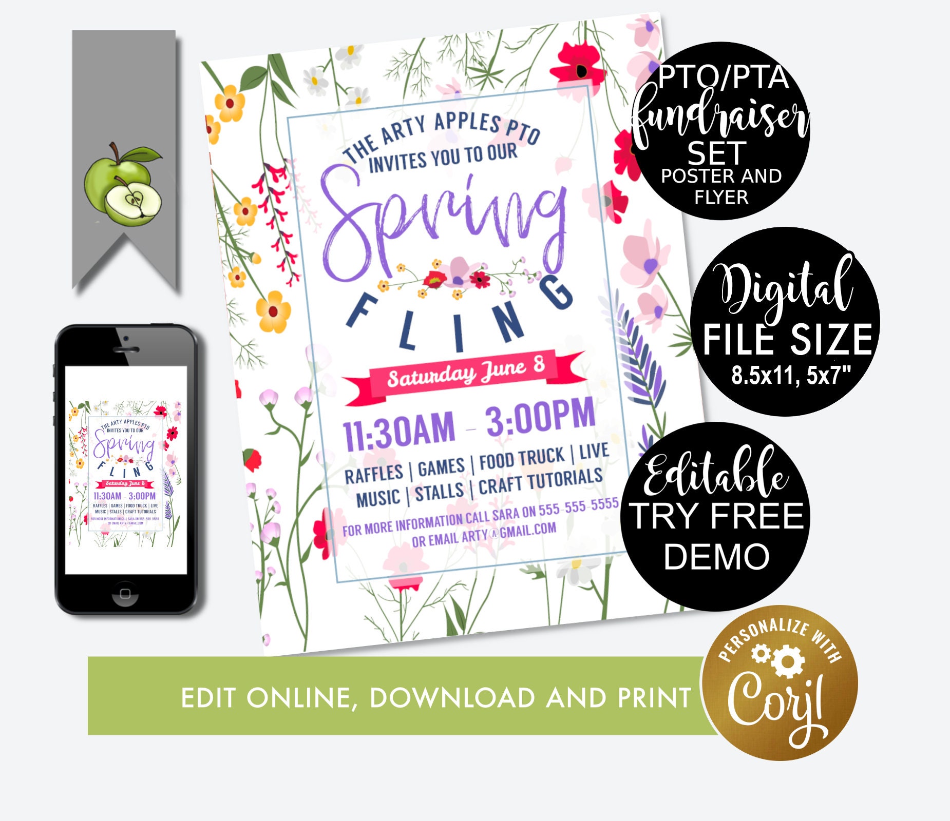 Spring Fling Flyer Template Spring Break Theme Poster Spring | Etsy UK