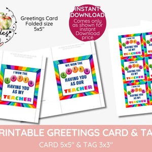 I Won the Lotto Having You as My Teacher Gift Tag and Card, Lotto ...