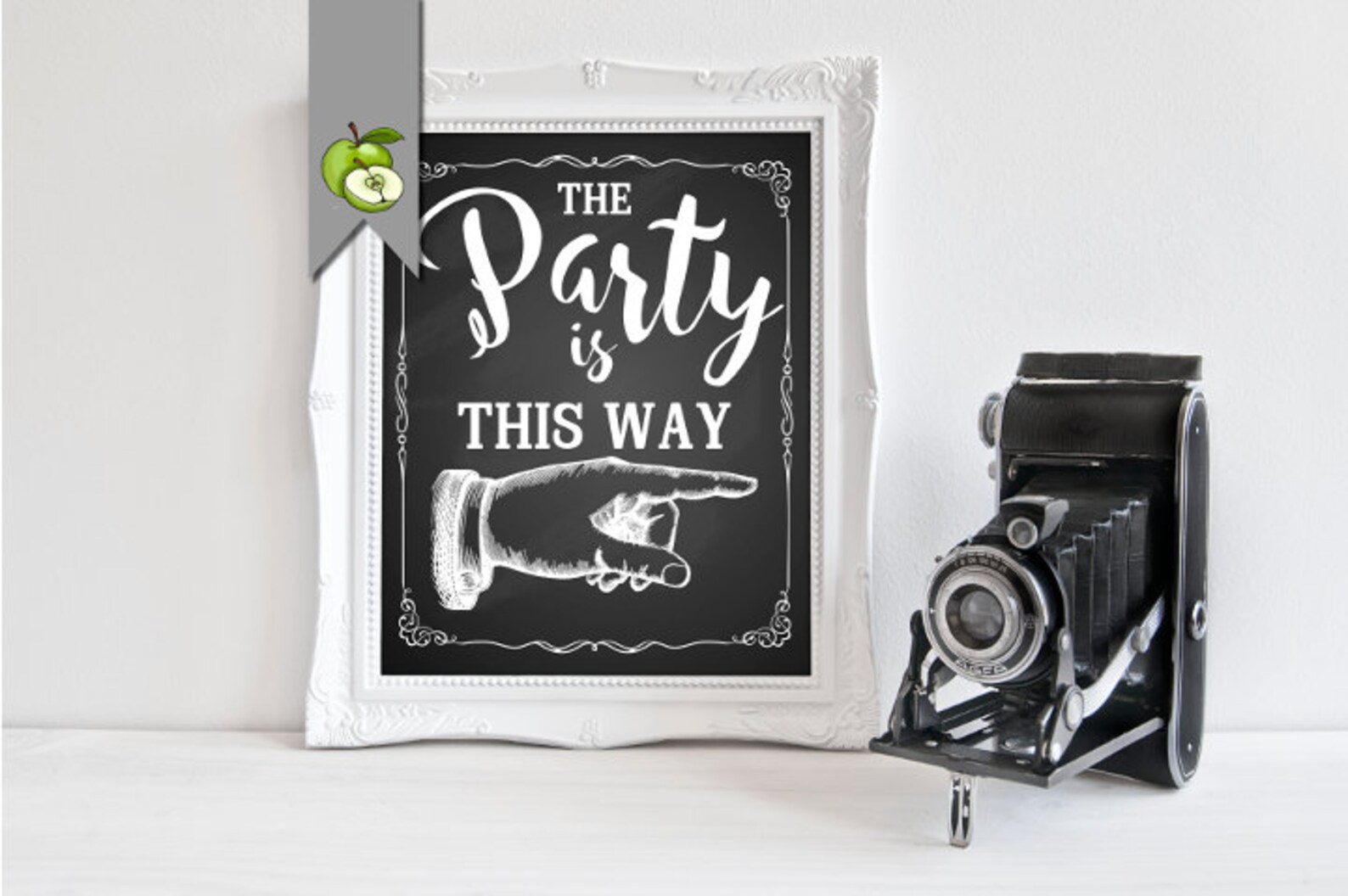 Party this way sign pointing finger in both directions party | Etsy