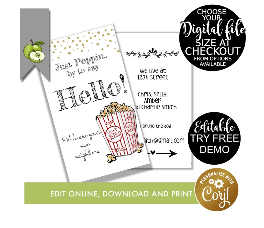 Editable Hello Neighbor, New Address, Poppin, to Meet the Neighbours ...