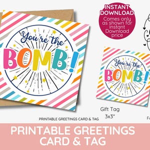 You're the Bomb, Bath Bomb Printable Gift Tag, Teacher Appreciation ...