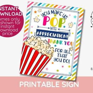 Popcorn Appreciation Popcorn Sign, Staff Employee Essential Worker ...