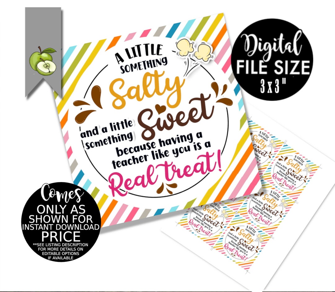 Chocolate Popcorn Gift Tag, Sweet Treat, School Appreciation Week ...