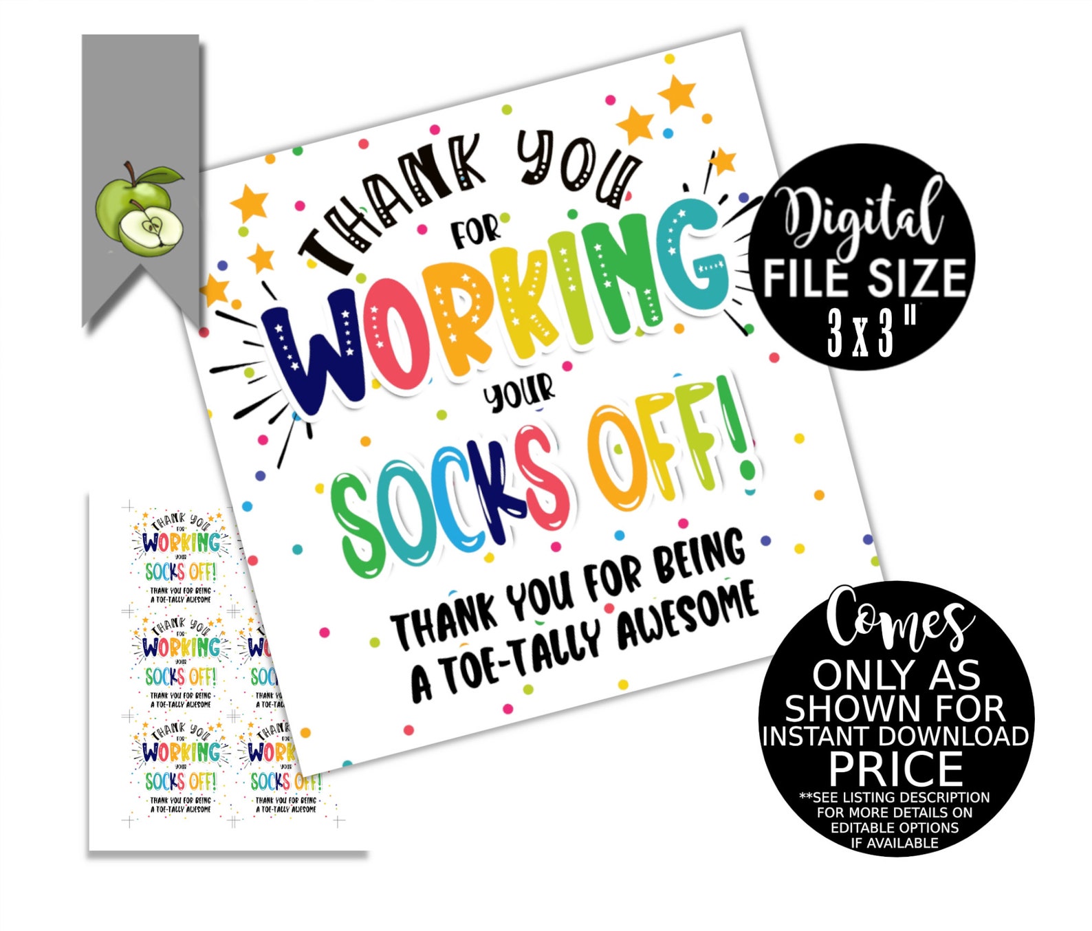 Sock Gift Tags Thank You for Working Your Socks Off Thank - Etsy