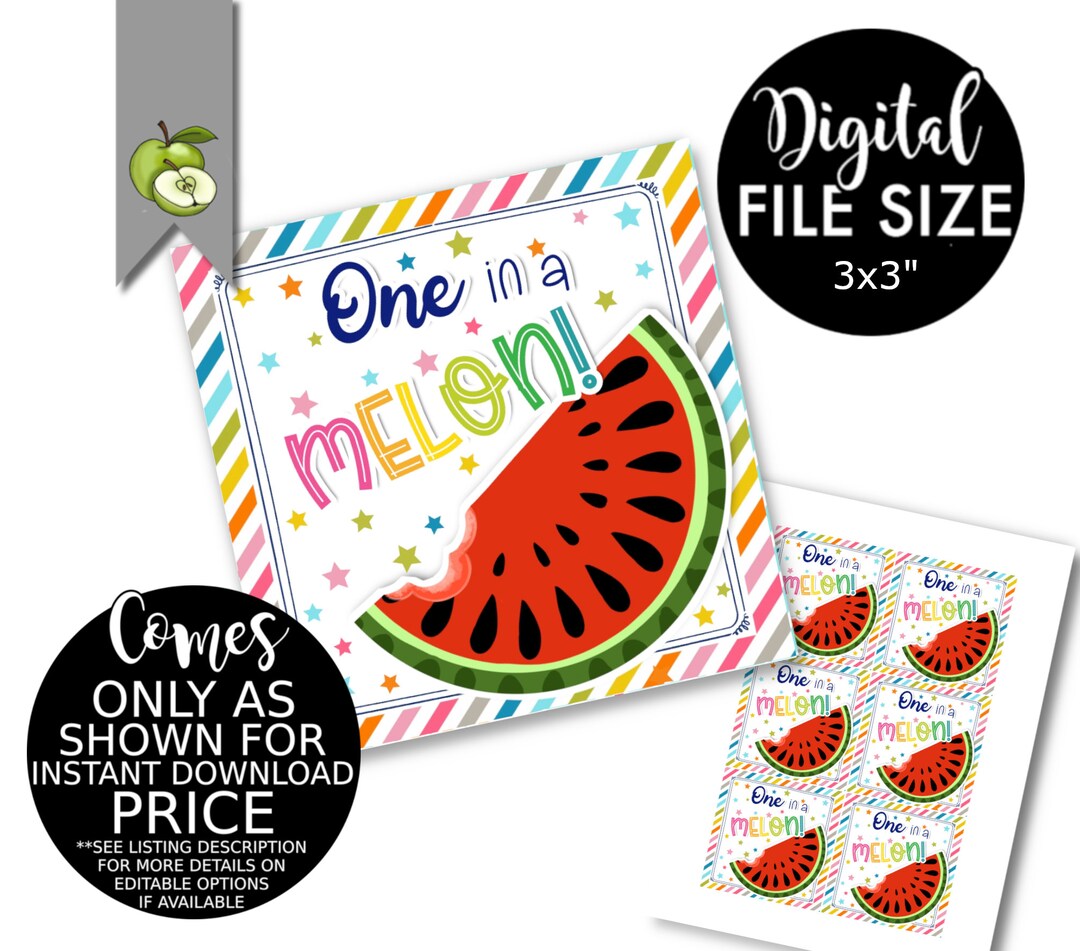 Teacher Appreciation One in a Melon Printable Gift Tag, Million ...