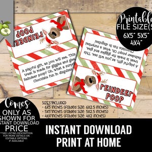 Reindeer Poop Printable Bag Toppers, Instant Download 3 Sizes ...