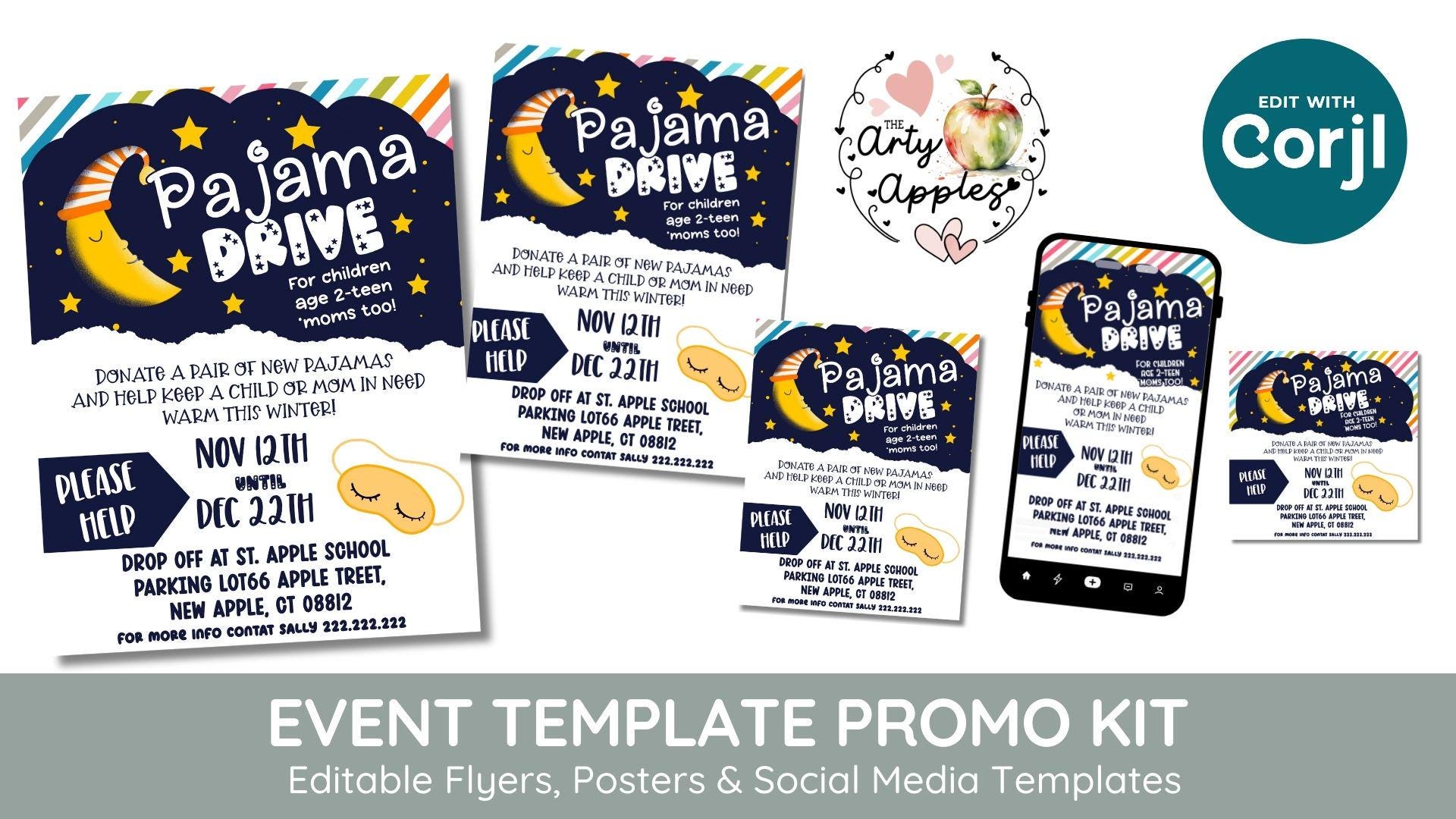 Editable Pajamas Drive, PJ Party Flyer, Sleepwear Required, Charity ...