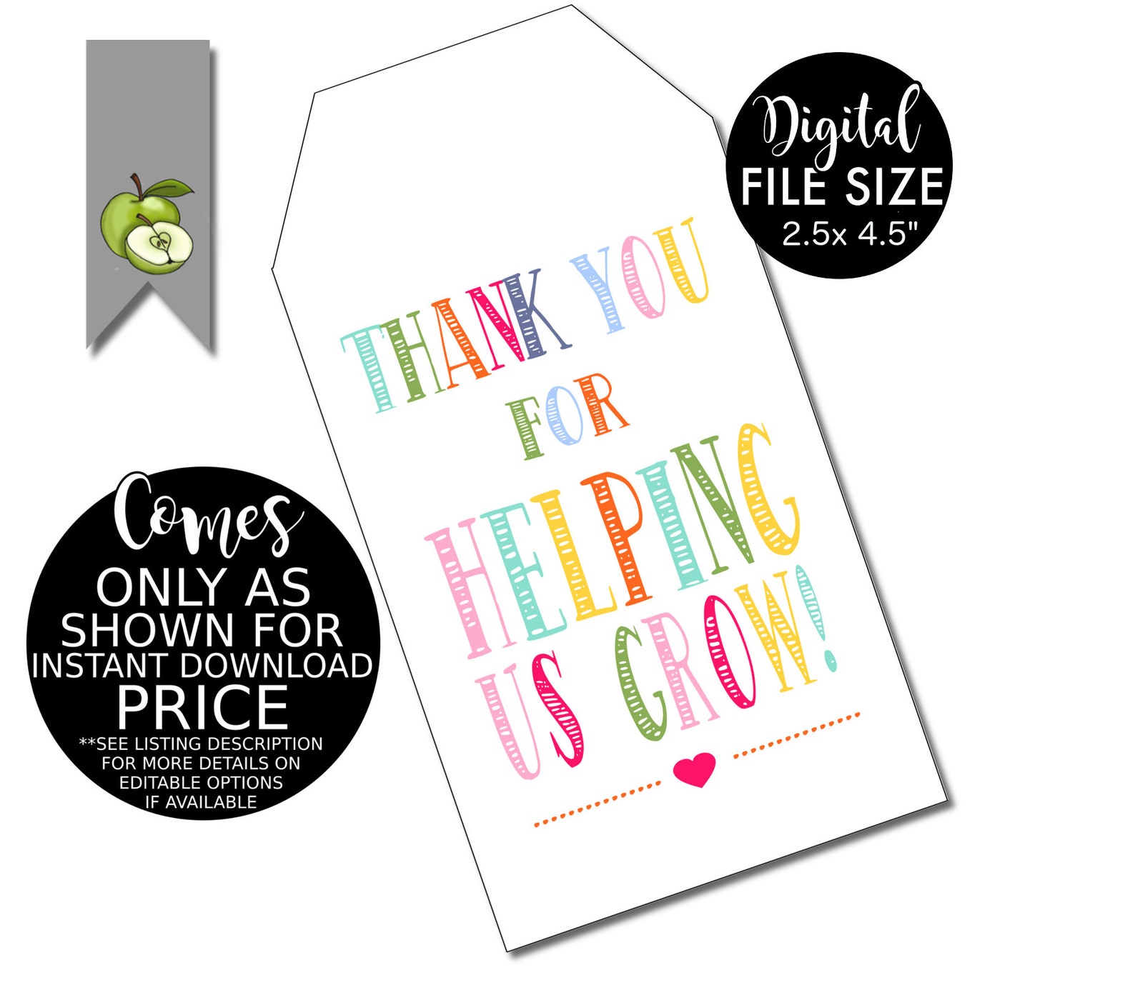 Helping Us Grow Plant Gift Tag Thank You for Helping Us Grow | Etsy