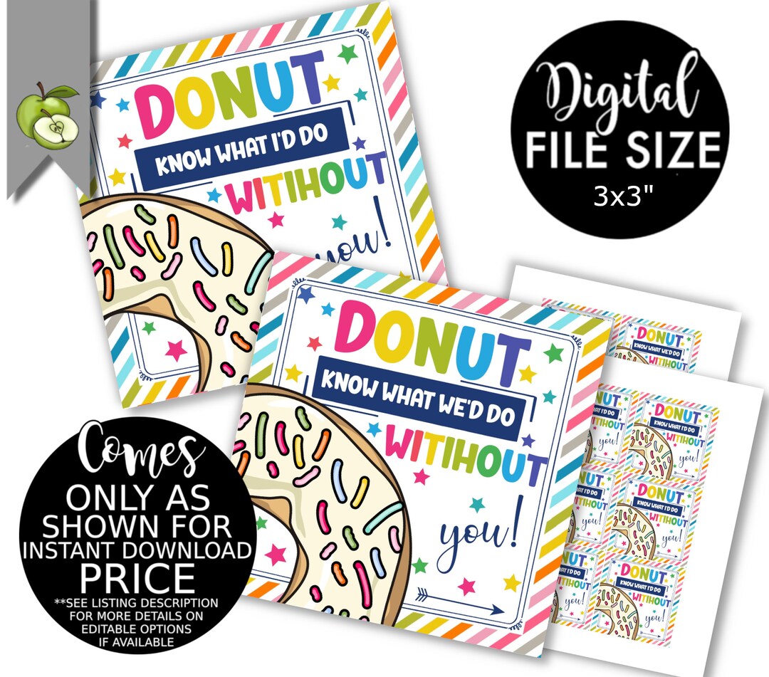 Donut Gift Tag, Teacher Appreciation Gift Tag, Sweetest Day Tag ...