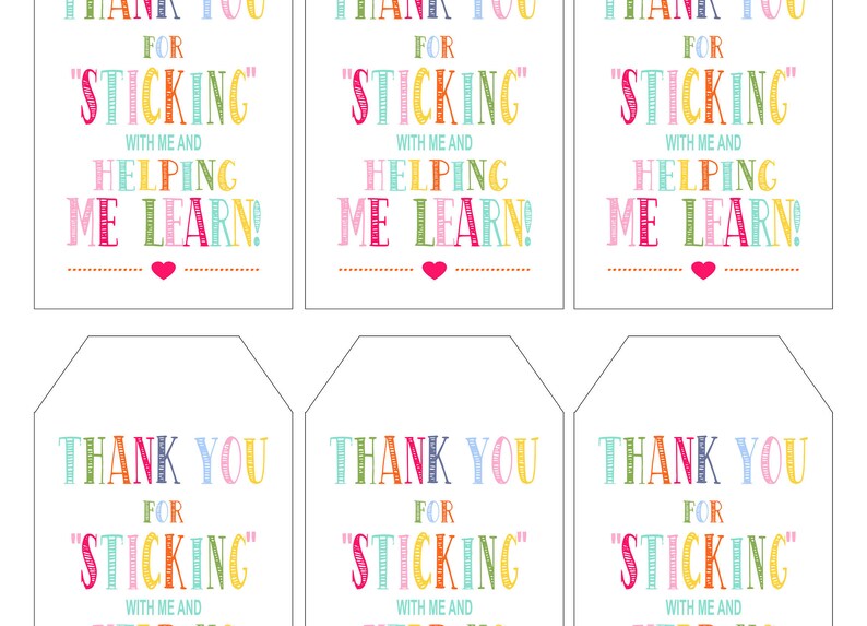 Thank You for Sticking With Me and Helping Me Learn Gift Tag - Etsy