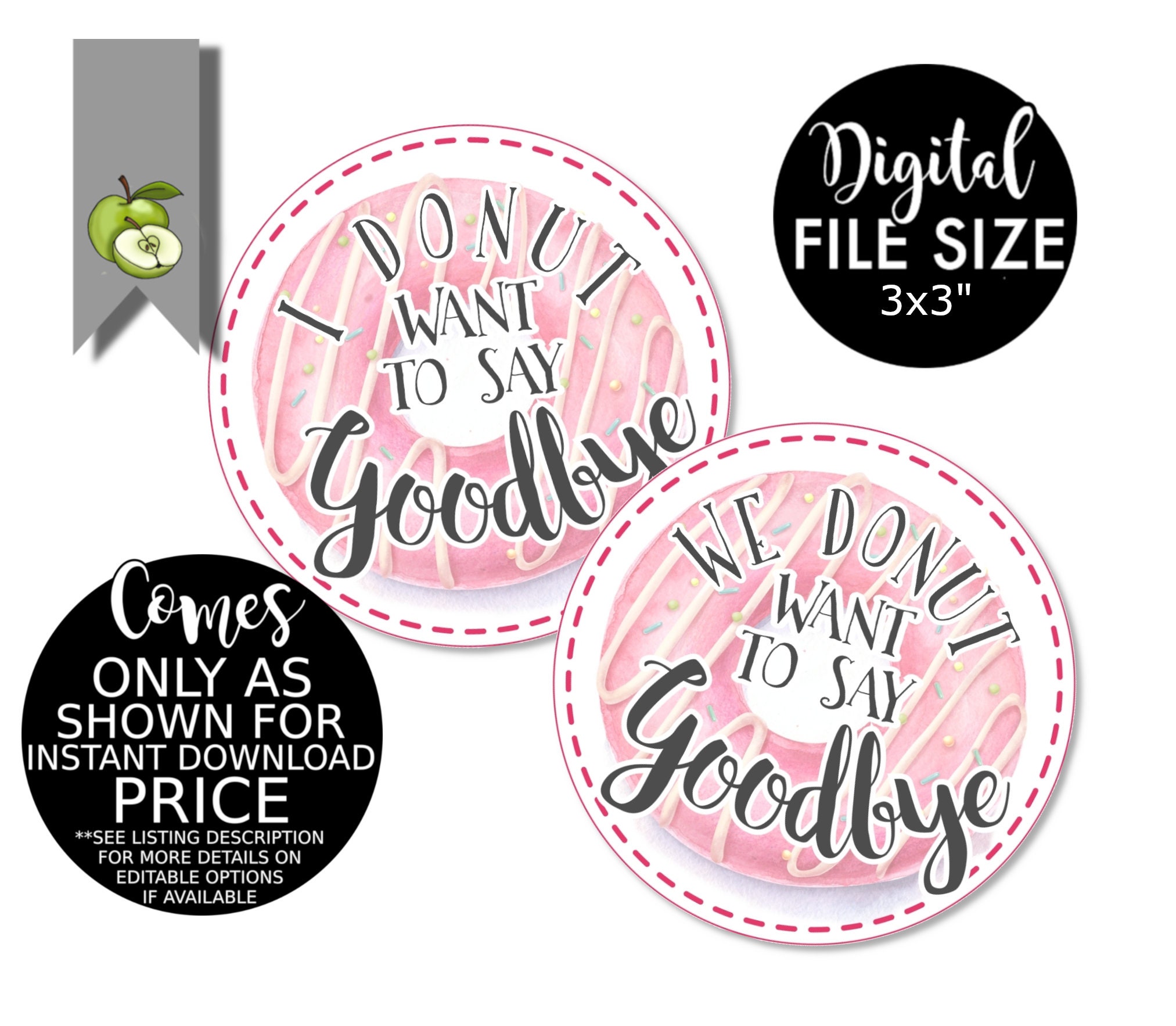 Donut gift tag goodbye team gift tag leaving teacher donut | Etsy