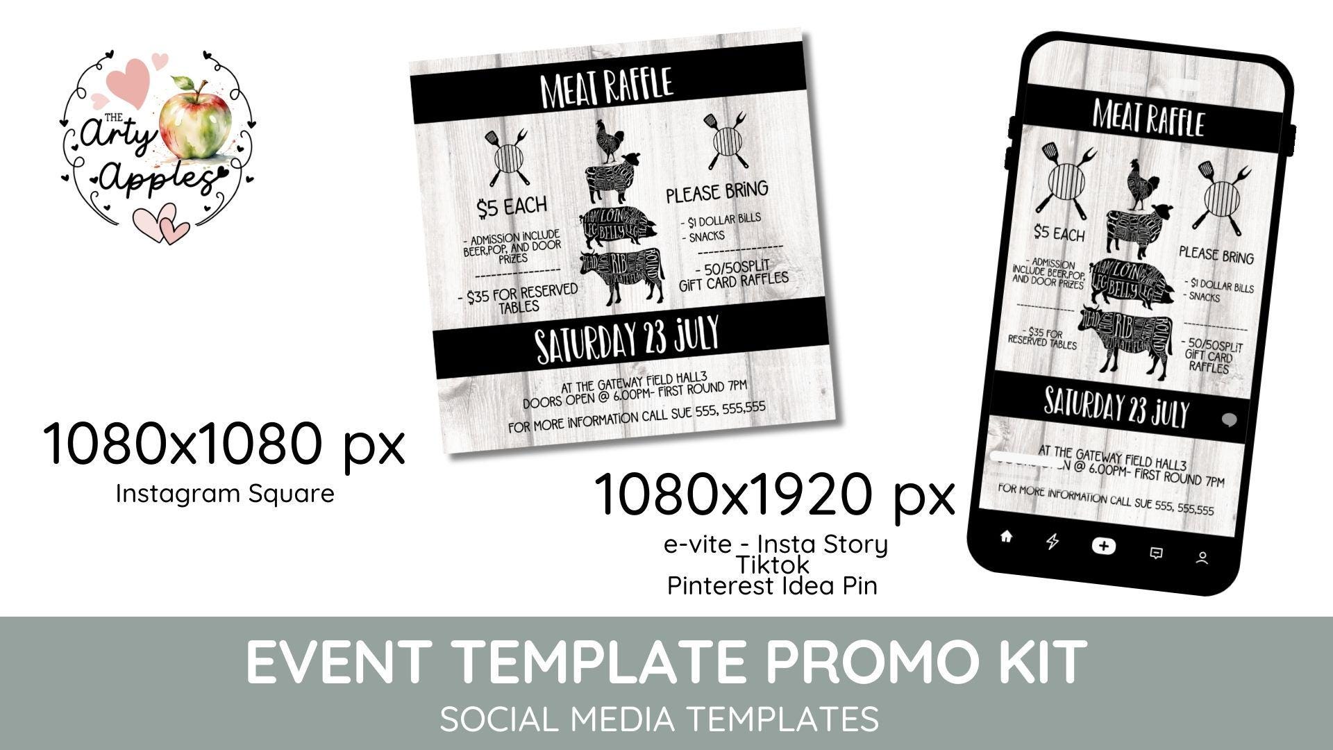 Editable Raffle Fundraiser Flyer, Meat Event Flyer, Butcher Raffle ...