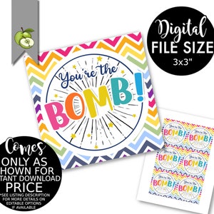 You're the Bomb, Bath Bomb Printable Gift Tag, Teacher Appreciation ...
