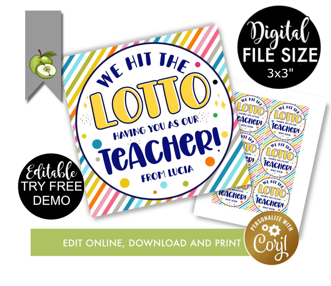 We Hit the LOTTO Having You as Our Teacher Gift Tags, Co-worker ...