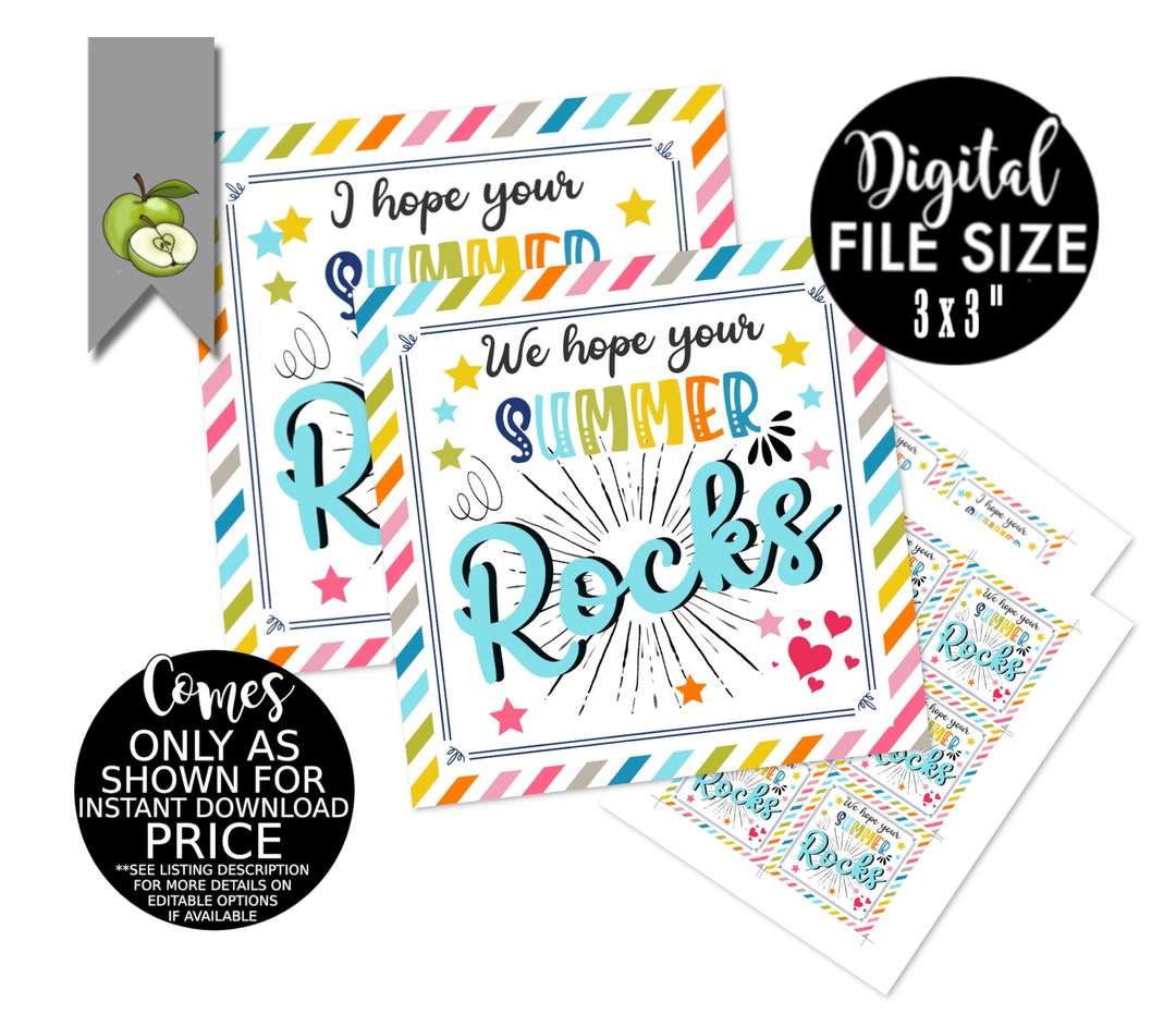 Summer Rocks Printable Gift Tag, I/we Both Sayings Included, Summer ...