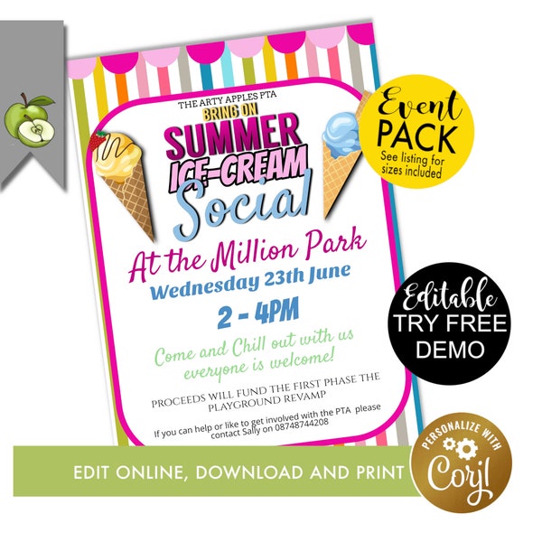 Ice Cream Social Flyer - Etsy