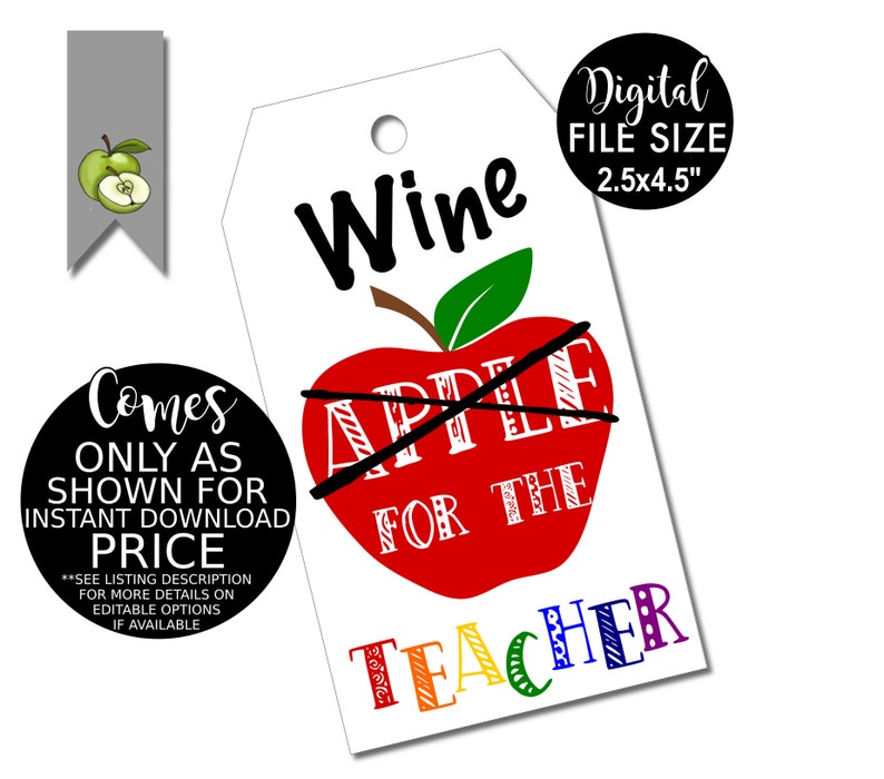 Teacher wine gift tag wine for teacher wine Teacher gift | Etsy