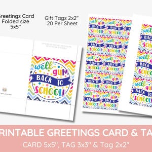 Welcome Back to School, Gum Tag, Sweet Treat Card, Teacher Gum Sticks ...