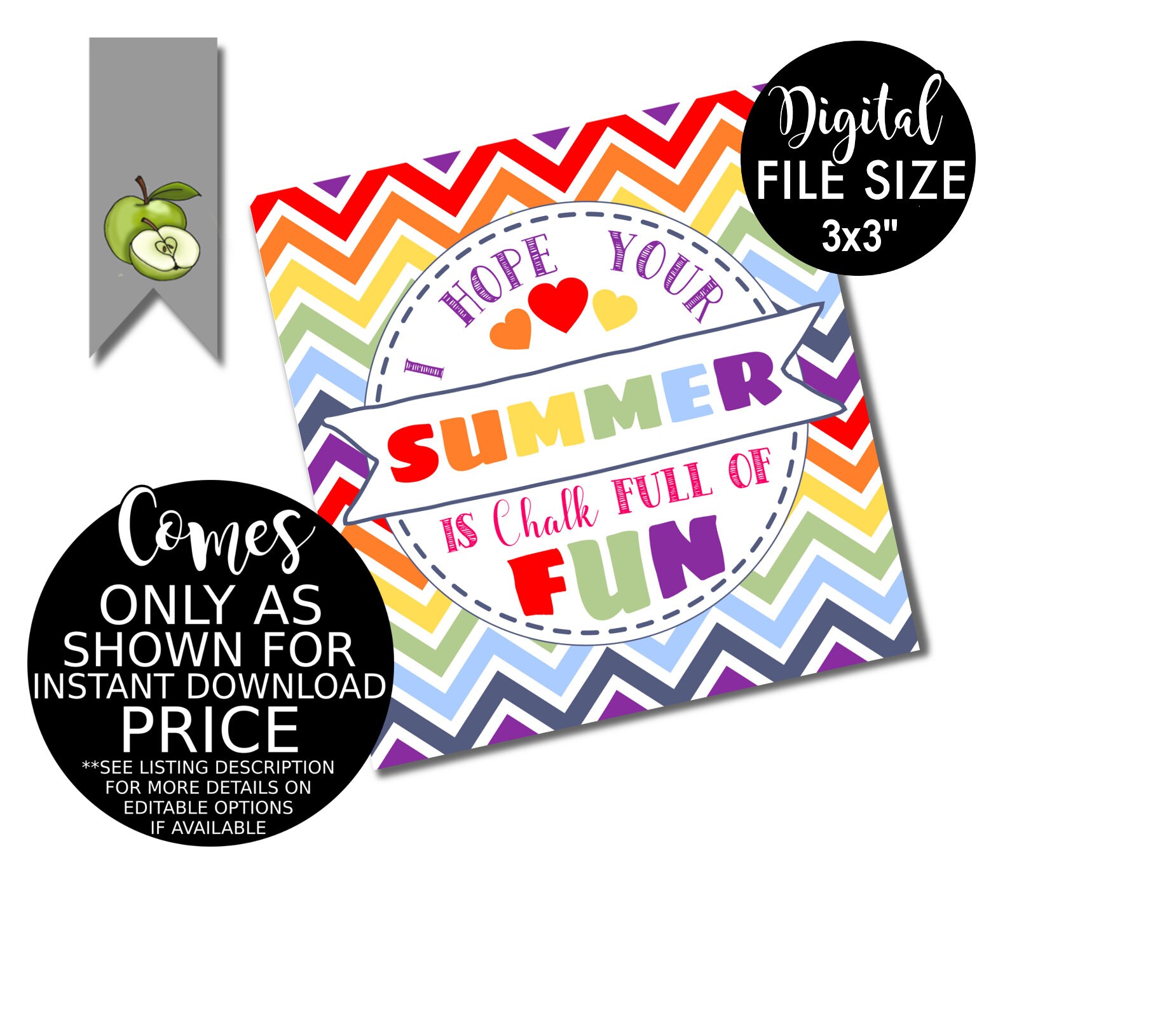 Summer Chalk Full of Fun Teacher Year End Tag Chalk Theme | Etsy